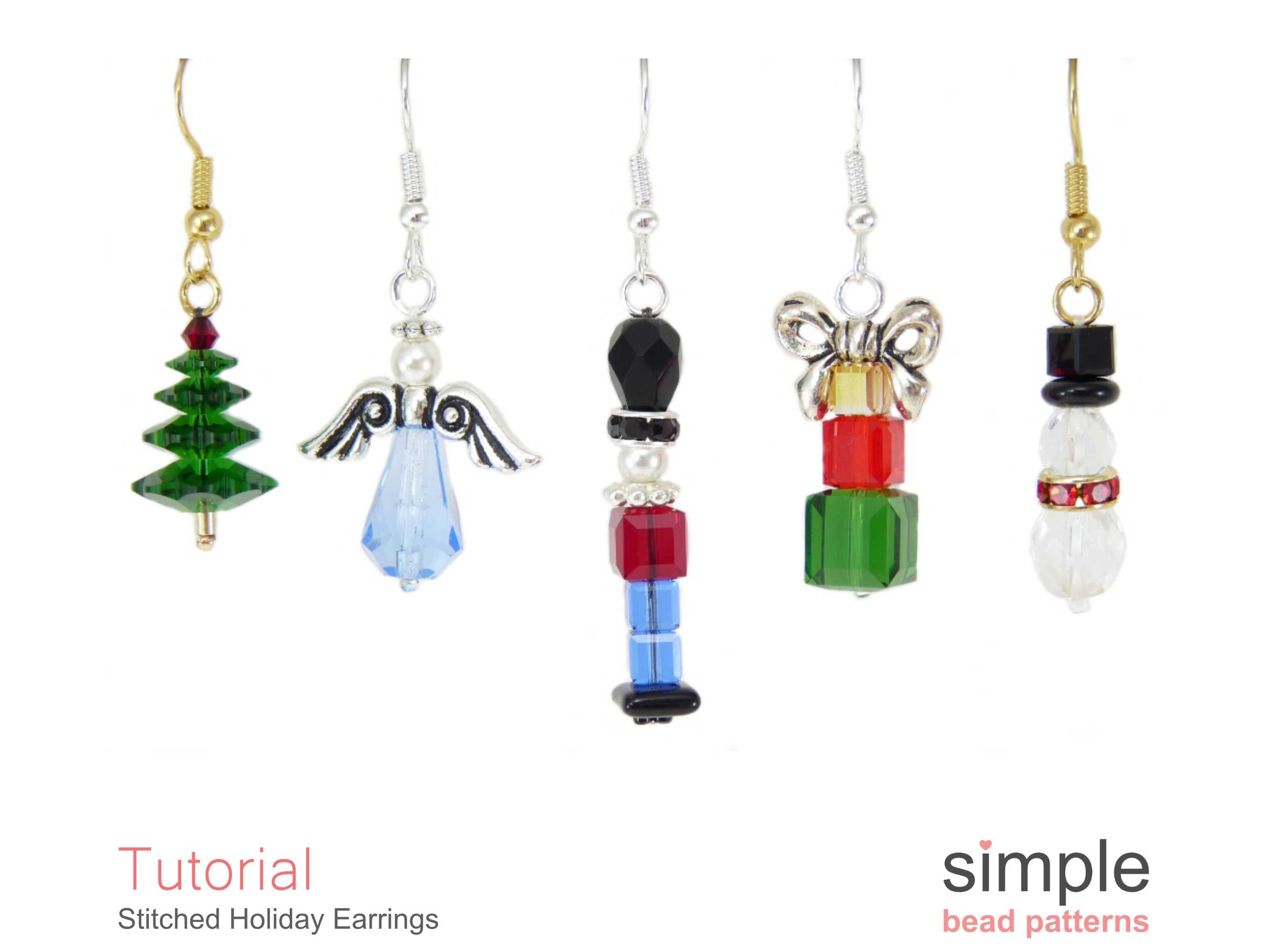 Stitched Holiday Earrings Beading Pattern – Simple Bead Patterns