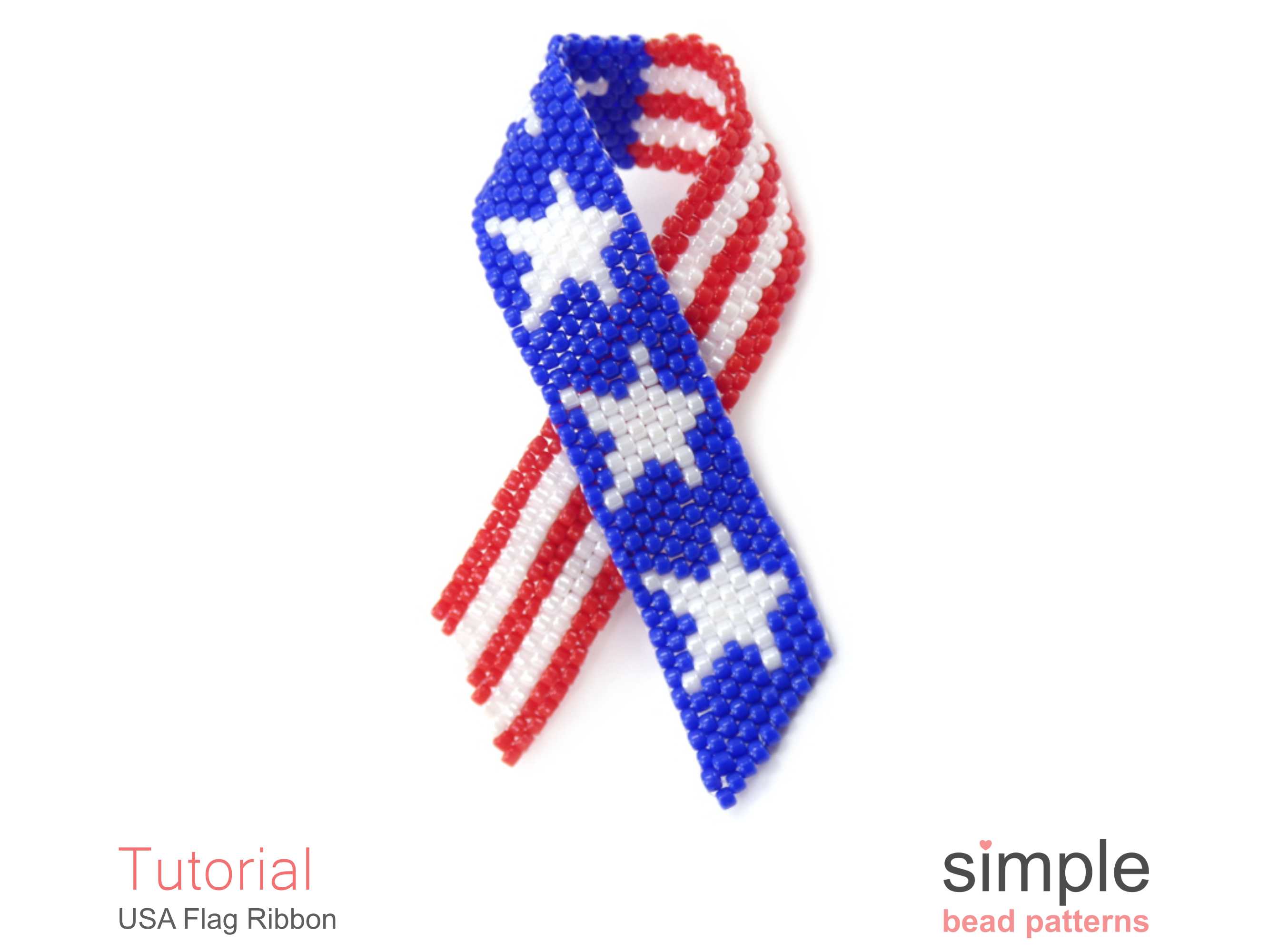 USA Flag Ribbon Beading Pattern – Simple Bead Patterns